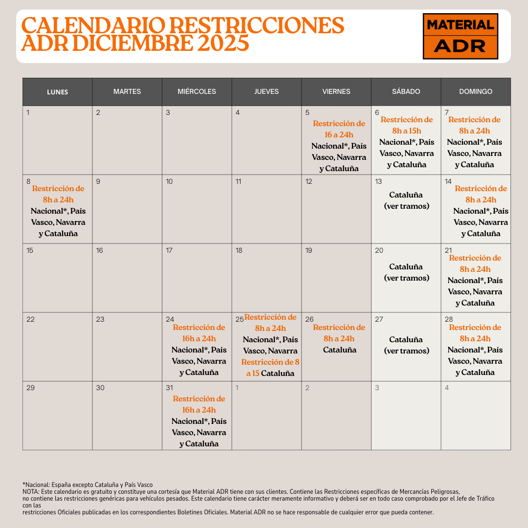 🗓️ Ya disponible el calendario de restricciones ADR – DICIEMBRE 2025 ...